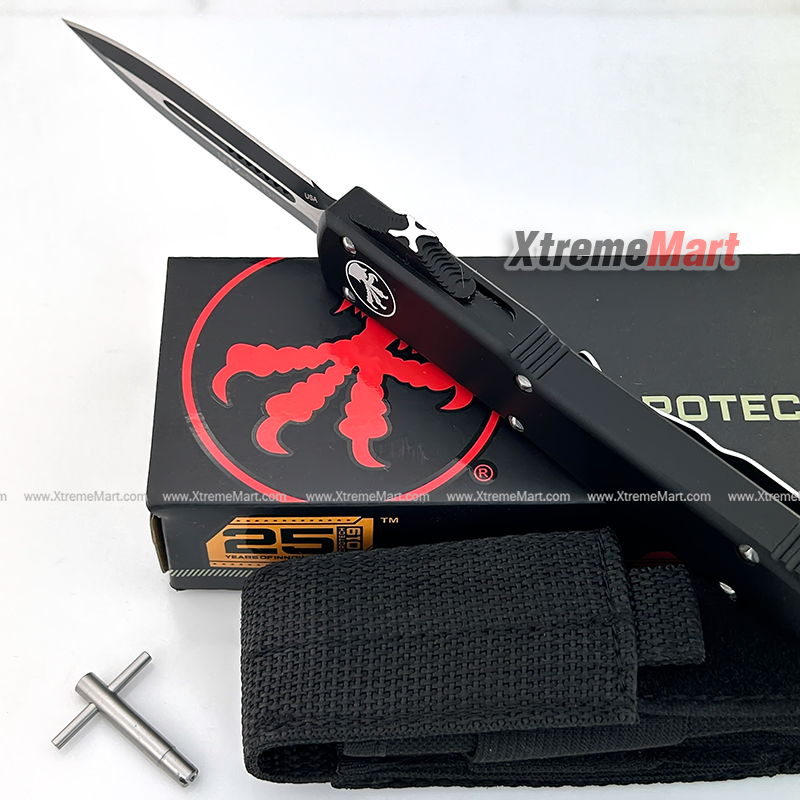 มีดสปริงขนาดกลาง Microtech (New Ultratech) คม2ด้าน ใบดำ Combat Troodon ...