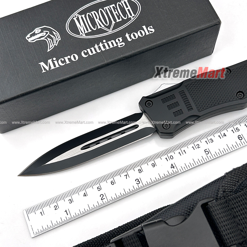 มีดสปริงตรง คม 2 ด้าน Microtech Combat Troodon ขนาดใหญ่ คลิปสีดำ 00556 ...